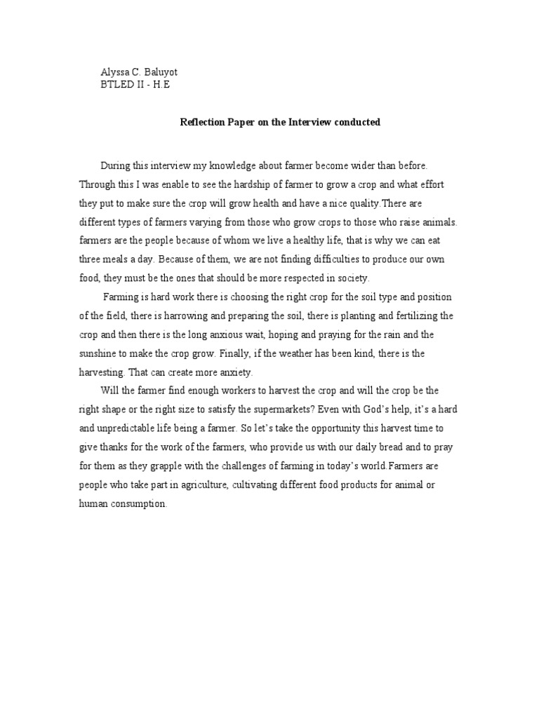 Farmer Interview Reflection Paper | PDF | Technology & Engineering