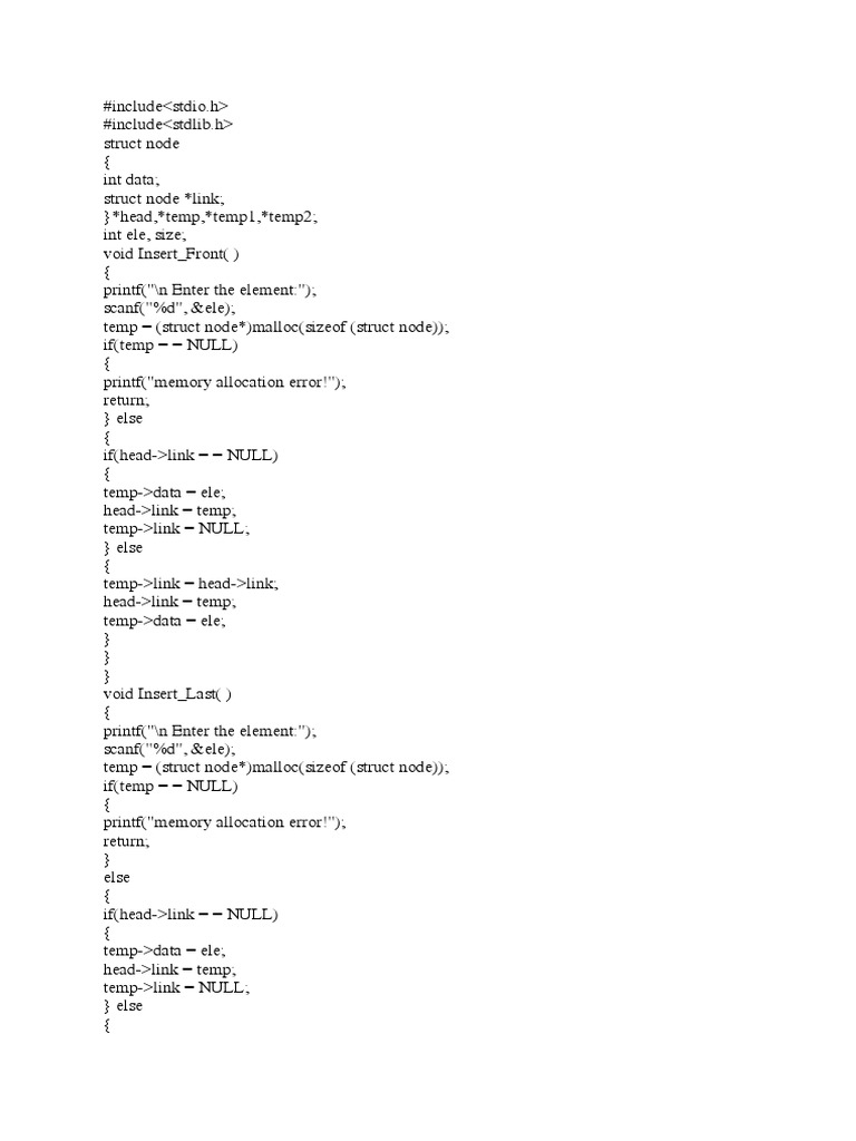 C Singly Linked List Operations | PDF | C++ | Computer Science