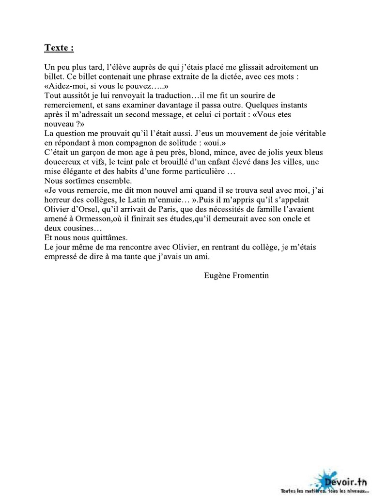 Rencontre d'un nouvel ami au collège | PDF | Linguistique