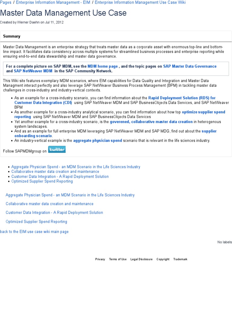 Master Data Management Use Case | PDF | Business Process Management | Data