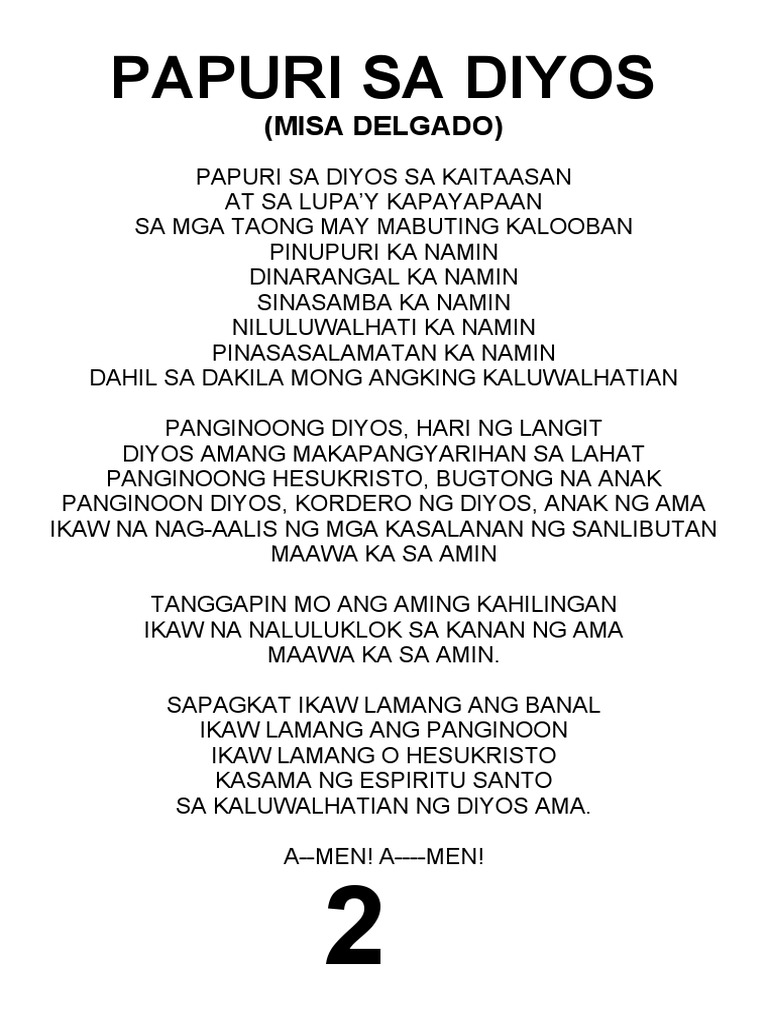Papuri-Sa-Diyos Misa Delgado Lyrics | PDF