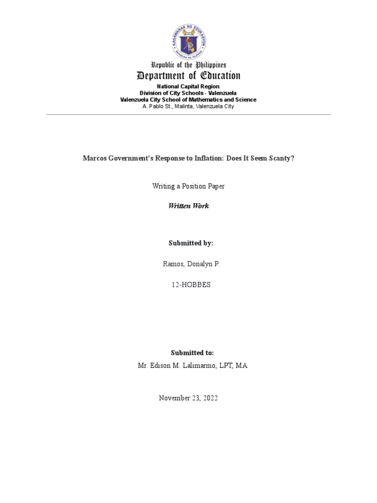 Position Paper | PDF | Inflation | Poverty