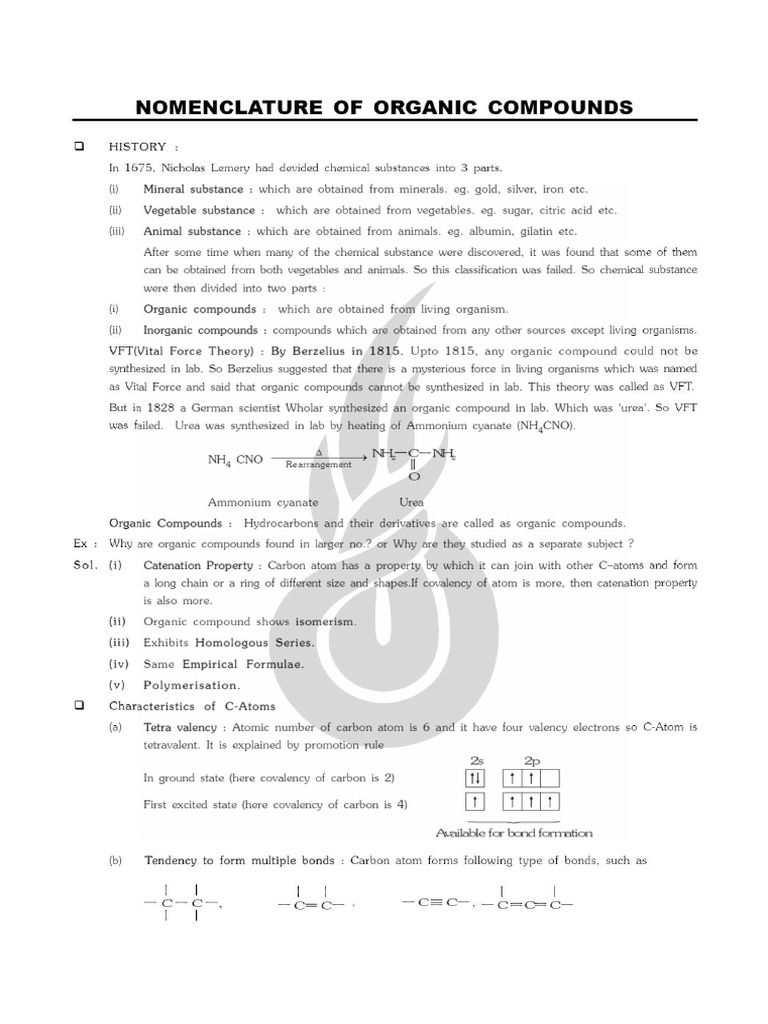 Nomenclature of Organic Compound | PDF