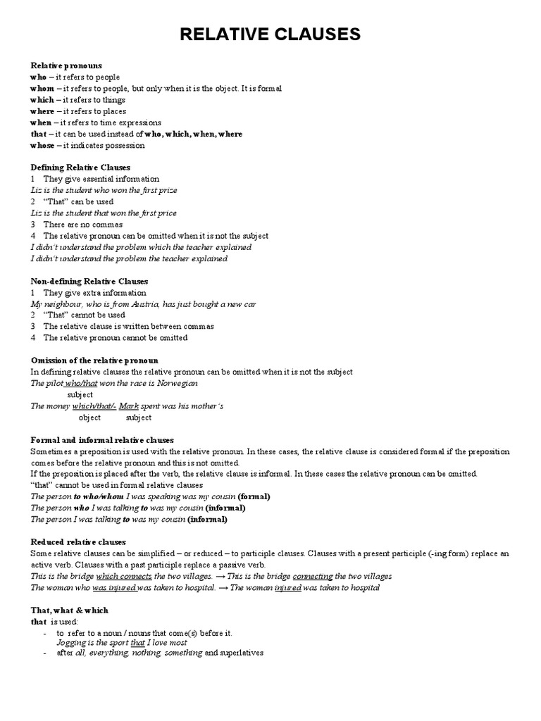Relative Clauses | PDF | Linguistics | Syntax