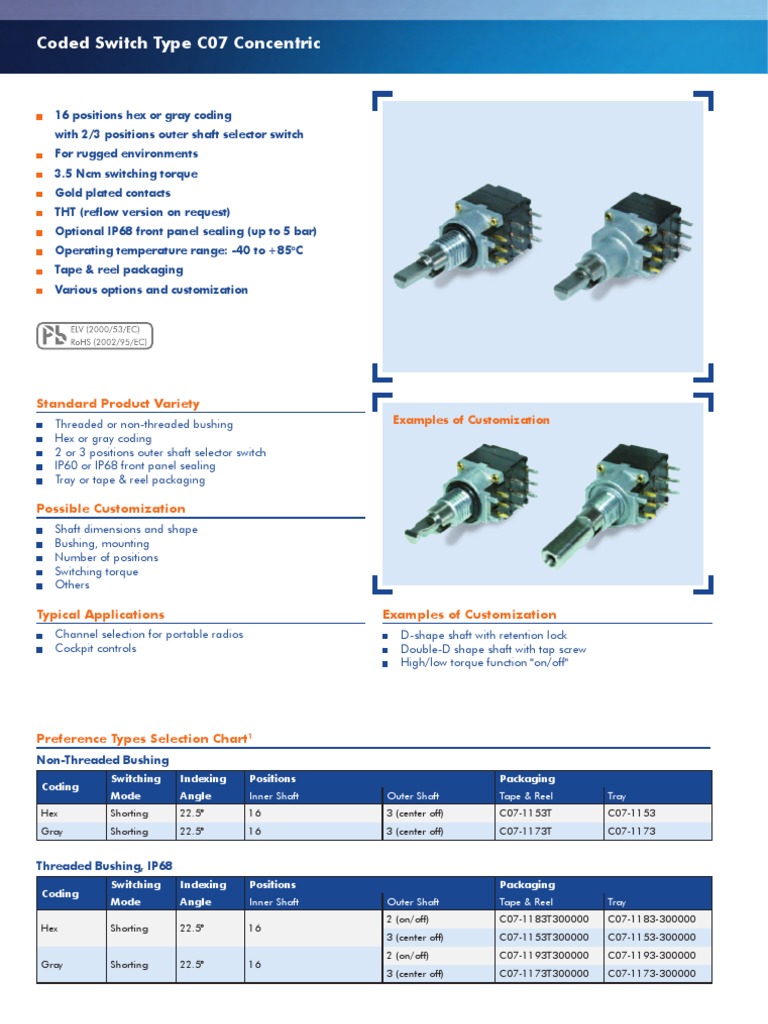 C07 Concentric Rotary Switch Overview | PDF | Solder | Switch
