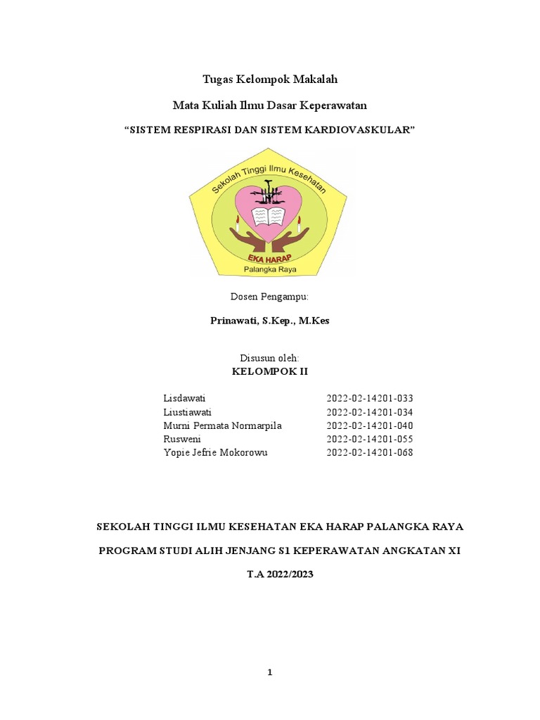 Makalah Kelompok Idk II Sistem Respirasi Dan Kardiovaskular | PDF