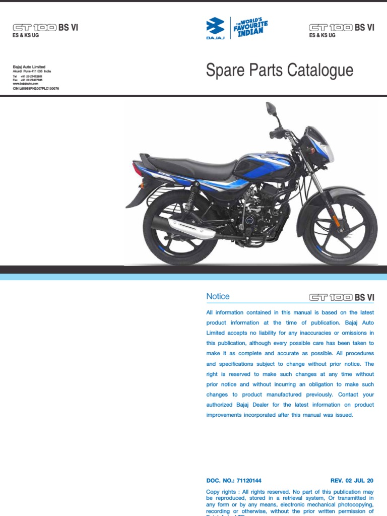 Bajaj CT 100 ES & KS Spare Parts Guide | PDF | Engine Technology ...