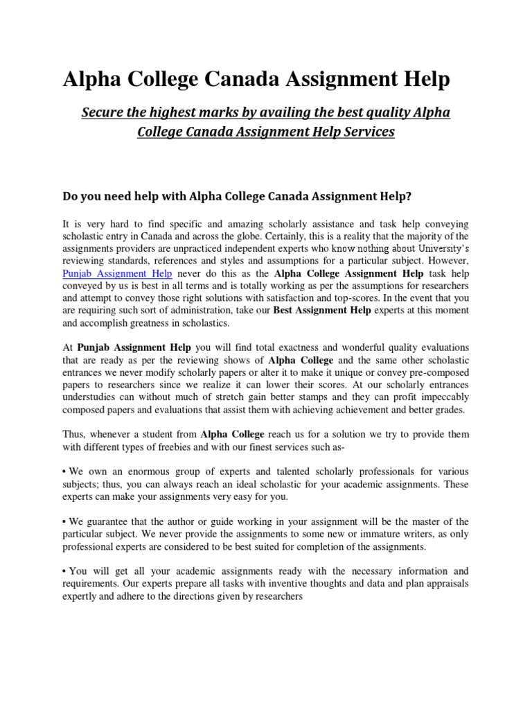 Alpha College Canada Assignment Services | PDF | Supply Chain | Supply ...