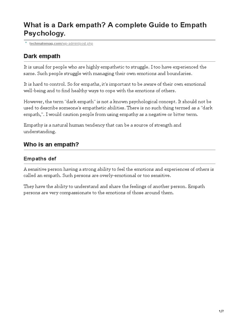 What Is A Dark Empath A Complete Guide To Empath Psychology | PDF | Empathy | Narcissism