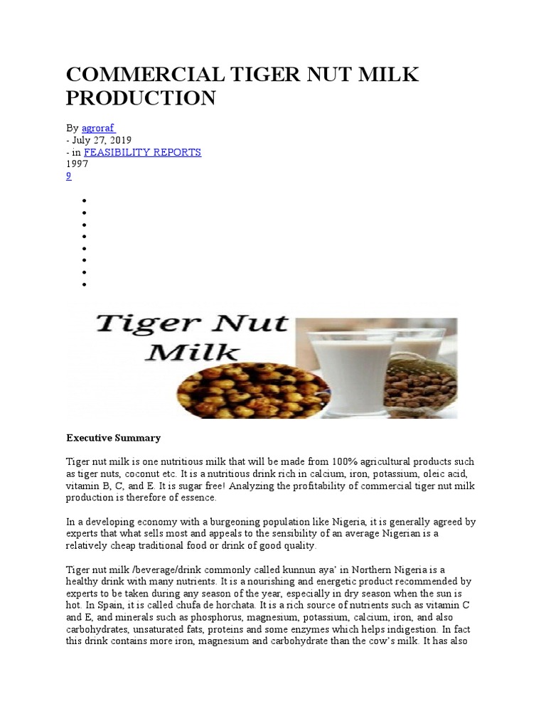 Commercial Tiger Nut Milk Production | PDF | Net Present Value | Internal Rate Of Return
