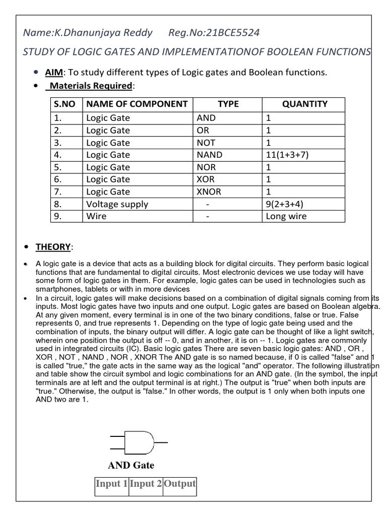 BECE101P Digital Circuits | PDF | Logic Gate | Electronic Circuits