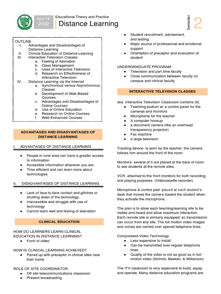 .6 ETPT - Distance-Learning-Handout | PDF | Educational Technology | Distance Education