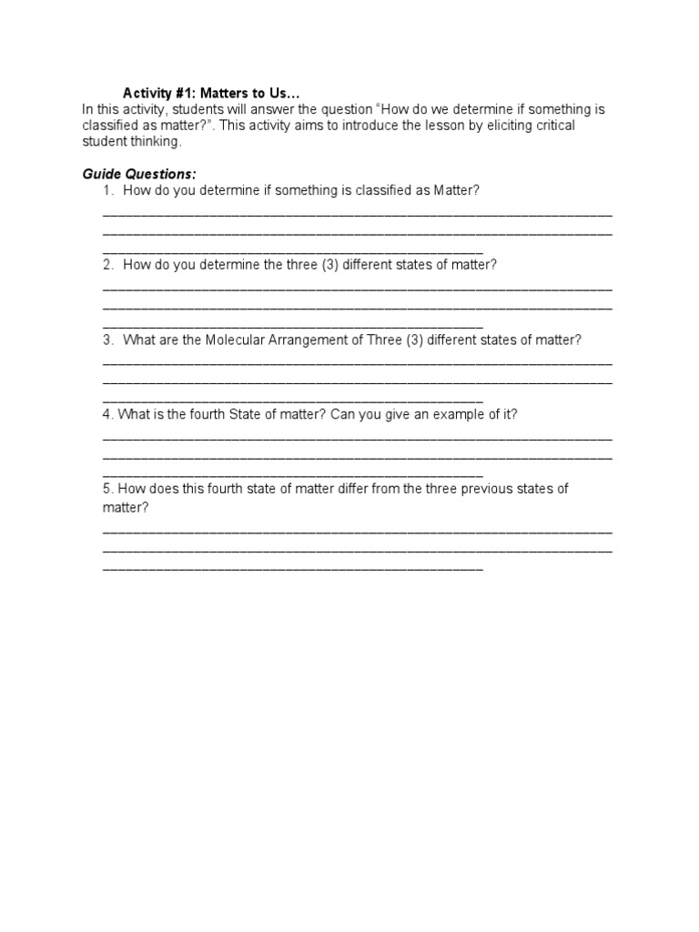 G6 Science Activity | PDF