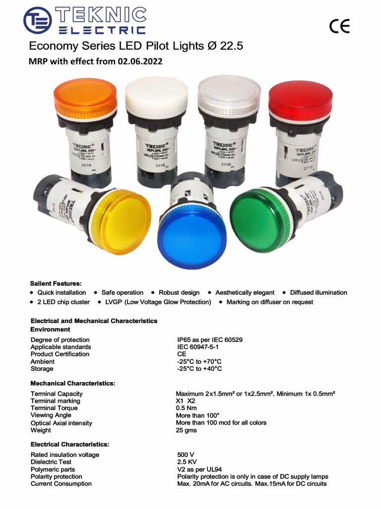 Teknic LED Pilot Lights Price List 2025 | PDF | Manufactured Goods ...