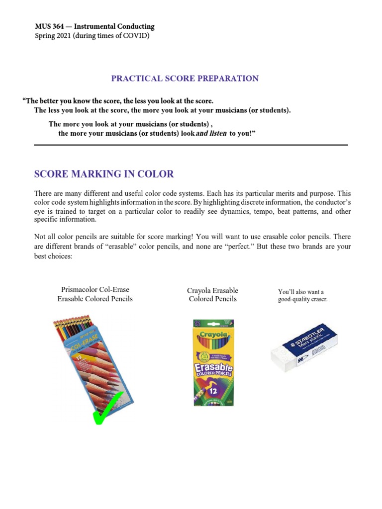 SCORE STUDY Color Code and Markings | PDF | Color | Tempo