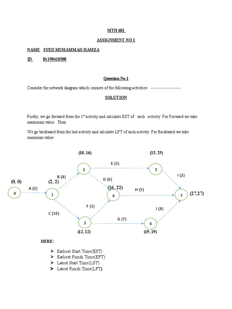 MTH 601 Assignment No 1 | PDF | Variance | Statistical Analysis