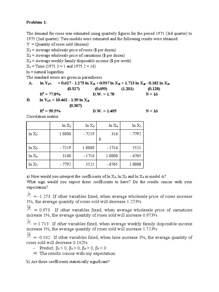 Examples Econometrics Pdf Coefficient Of Determination F Test