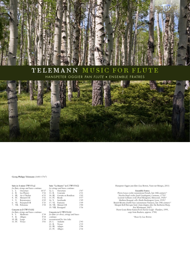 Telemann Music For Pan - Flute | PDF | Recorder (Musical Instrument ...