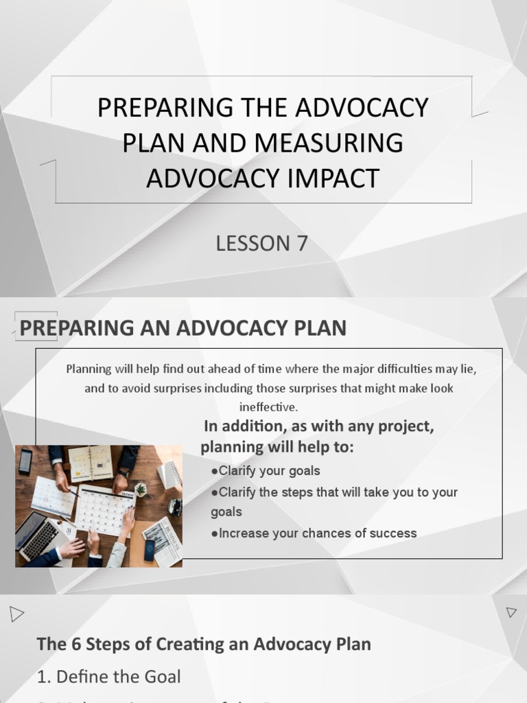 Advocacy Group 6 - Lesson 7 | PDF | Goal | Sales