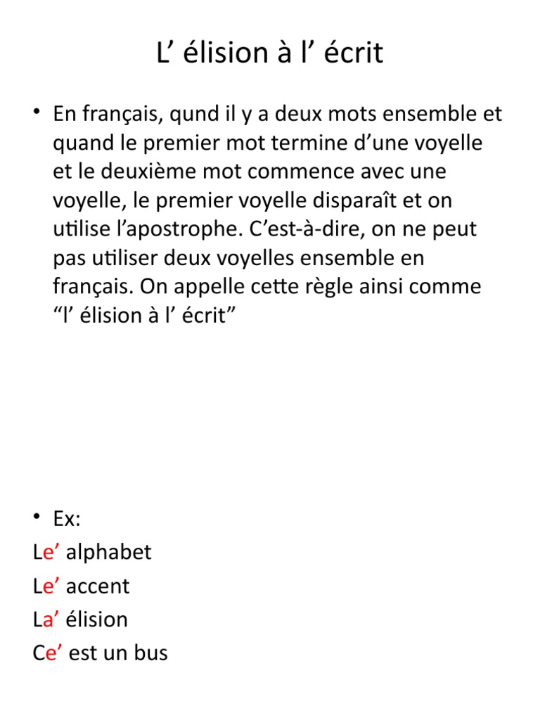 L' Élision À L' Écrit | PDF