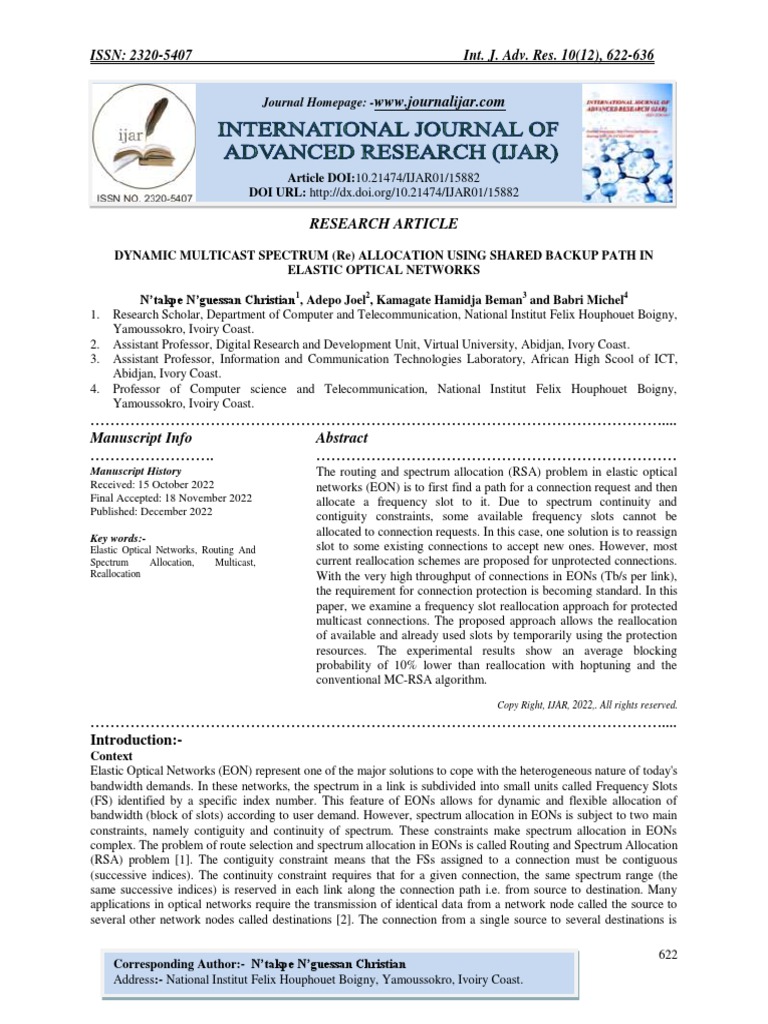 Dynamic Multicast Spectrum Re Allocation Using Shared Backup Path In Elastic Optical Networks 2260