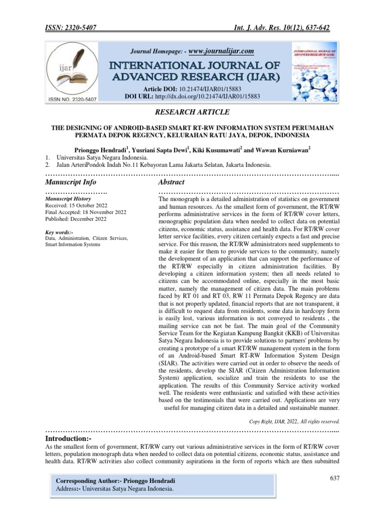 The Designing of Android-Based Smart RT-RW Information System Perumahan ... The Designing of Android-Based Smart RT-RW Information System Perumahan ...