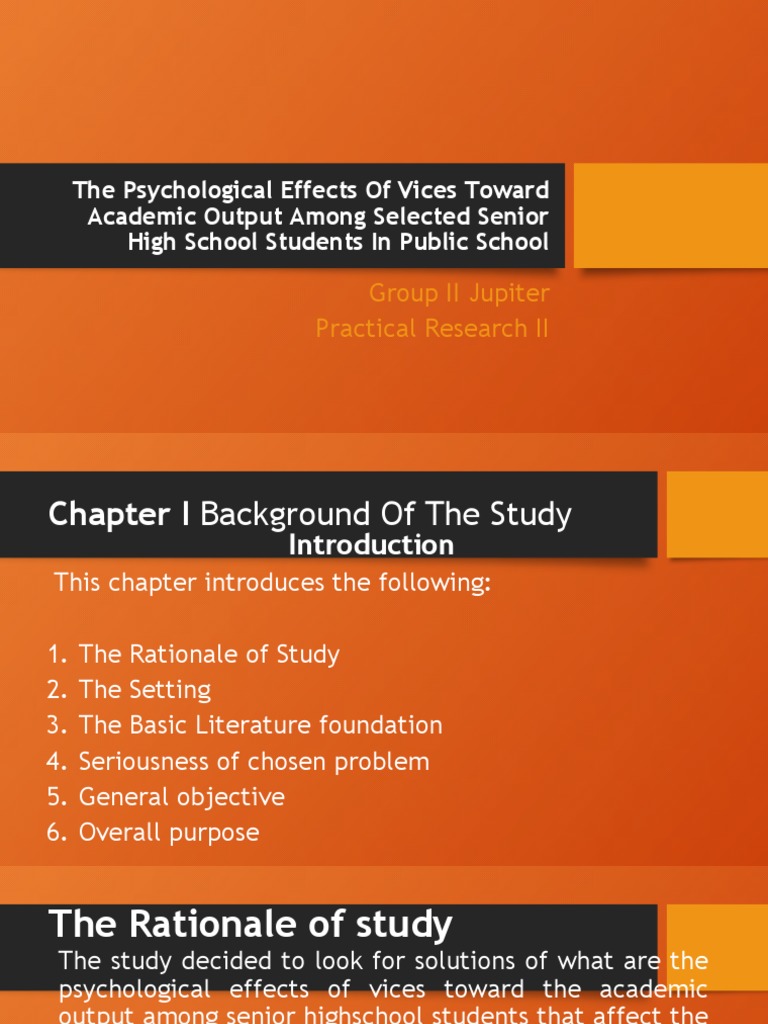 The Psychological Effects of Vices Towards Academic Output Among ...