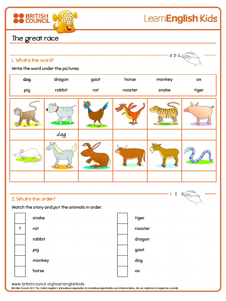 Short Stories The Great Race Worksheet | PDF | Chinese Zodiac | New Age ...