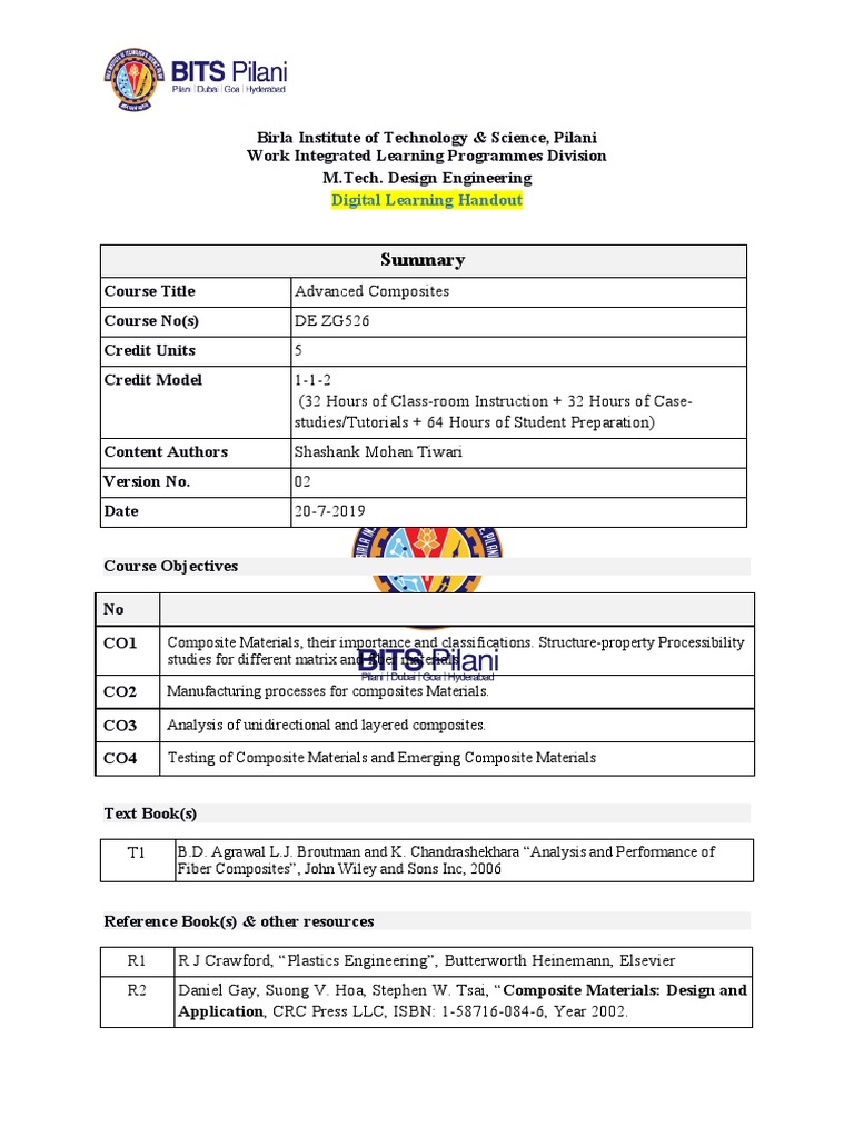 Advanced Composites Course Overview | PDF | Composite Material ...