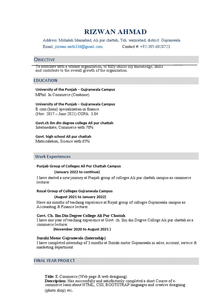 Rizwan Ahmad | PDF | Bootstrap (Front End Framework) | Software Engineering