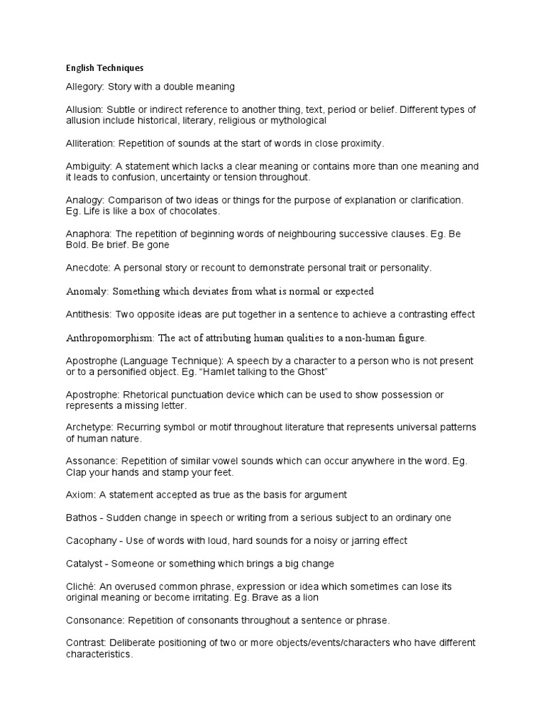 English Techniques | PDF | English Language | Poetry