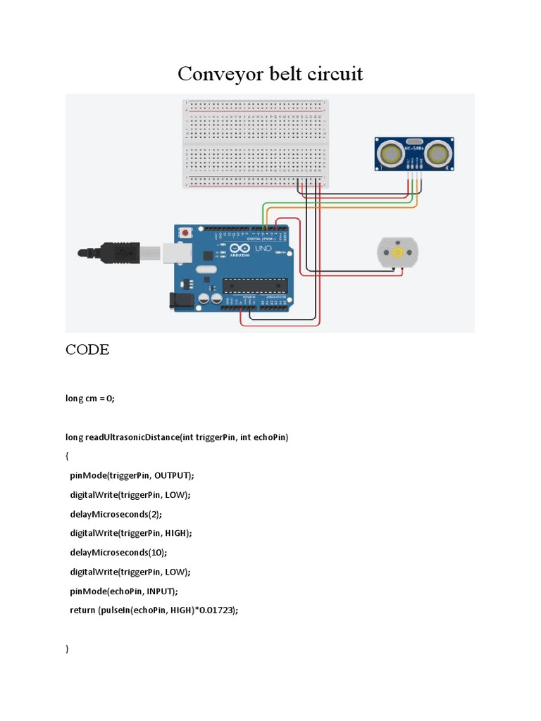 Conveyor Belt Control with Ultrasonic Sensor | PDF
