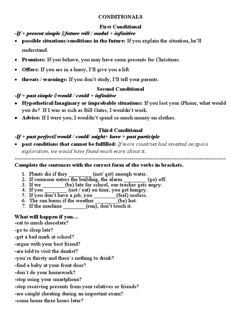 Conditionals | PDF | Language Arts & Discipline | Foreign Language Studies