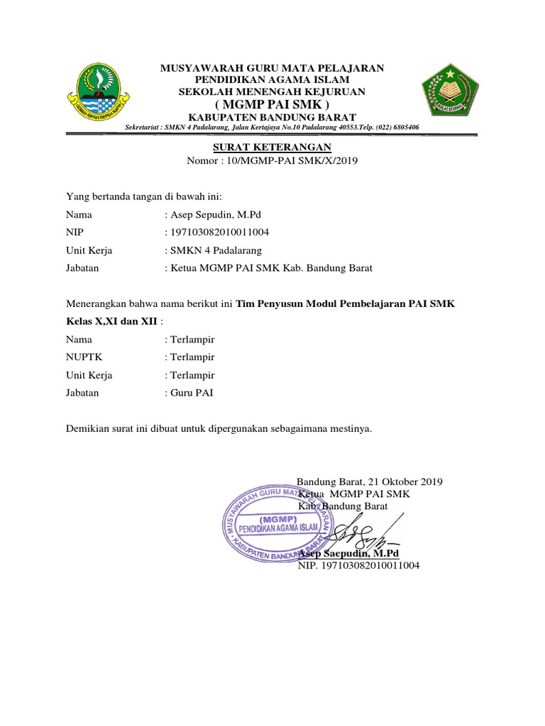 SK MGMP Tim Penyusun Modul | PDF