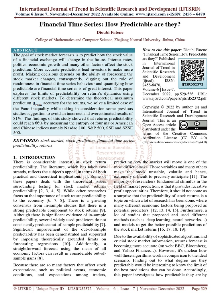 Financial Time Series How Predictable Are They Pdf Time Series
