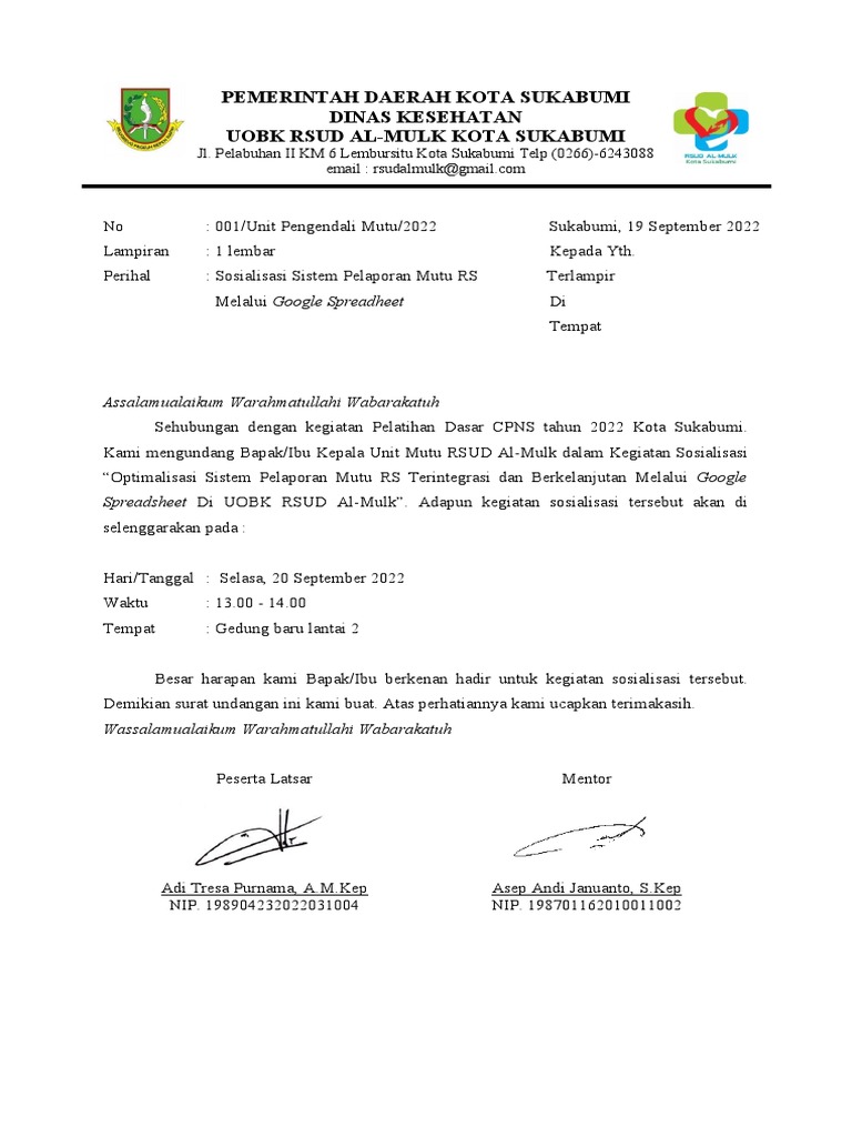 Surat Undangan Rapat Mutu | PDF