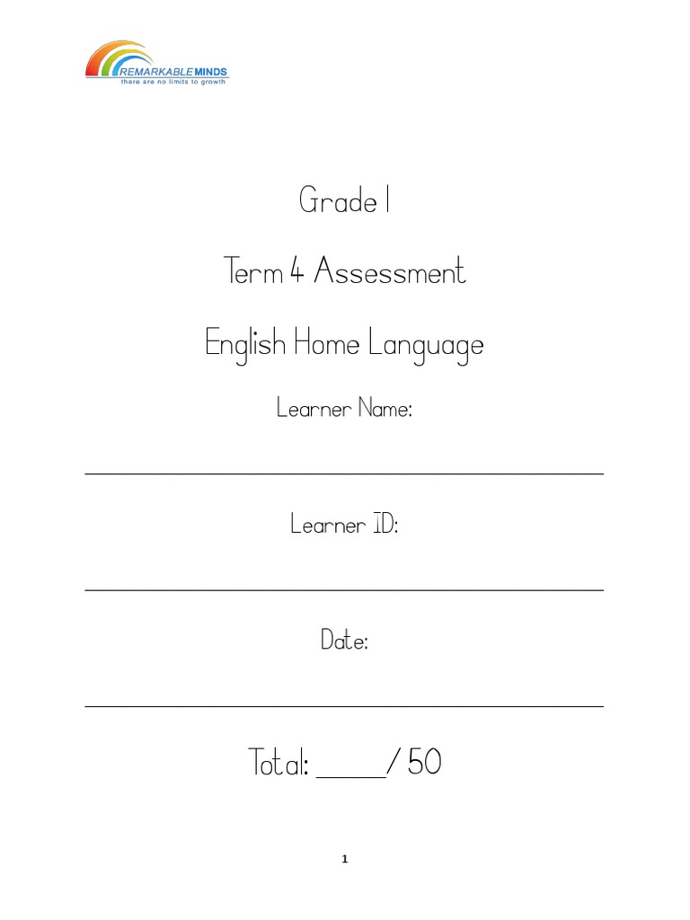 Grade 1 English HL Assessment Term 4 | PDF | Reading Comprehension ...