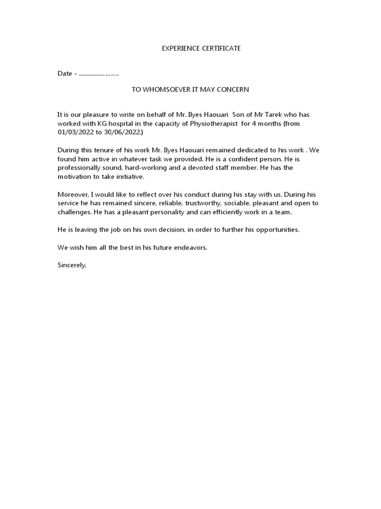 Experience Certificate | PDF