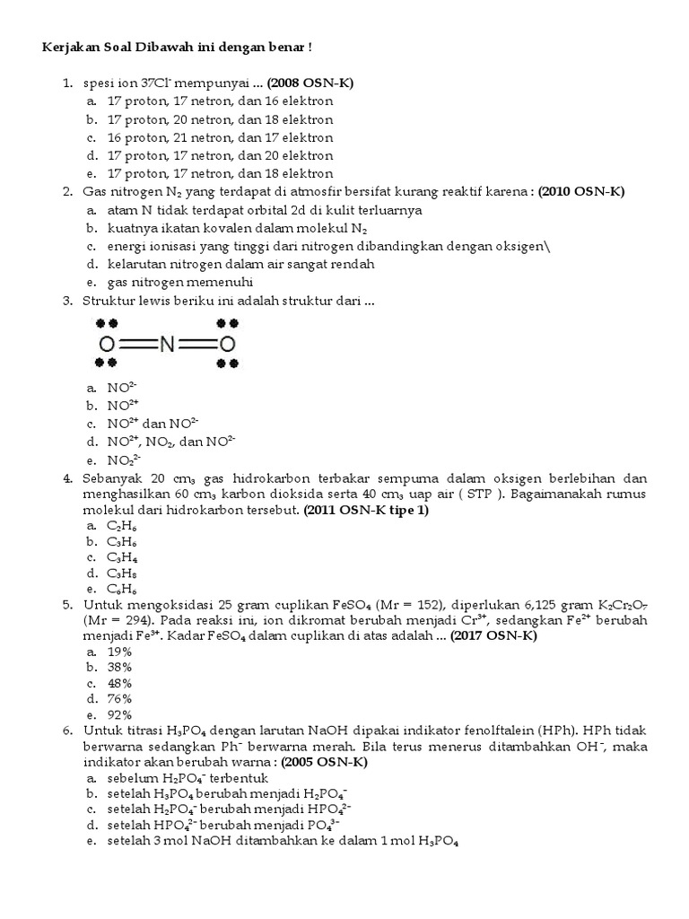 Soal KSN Kimia | PDF