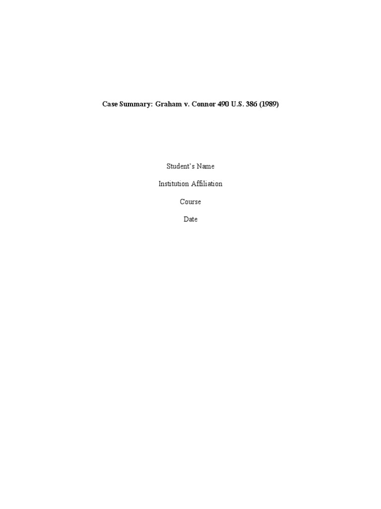 Case Summary | PDF | Graham V. Connor | Courts