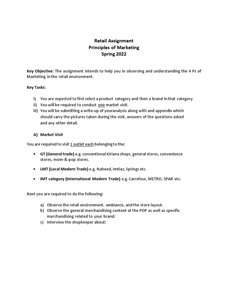 Retail Visit Assignment - BBA 4A 2 | PDF | Retail | Brand