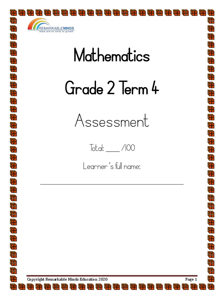 Grade 2 Mathematics Assessment Term 4 | PDF | Mathematics