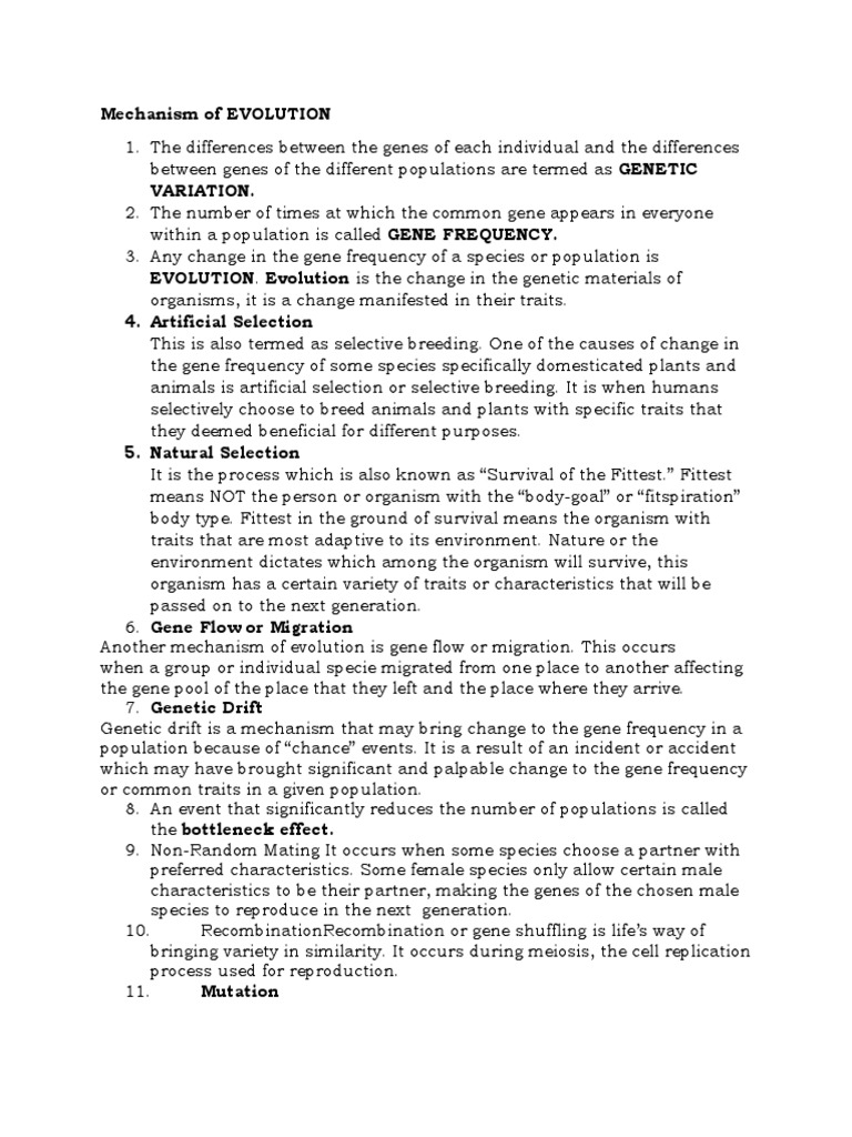 Mechanism of EVOLUTION | Download Free PDF | Evolution | Natural Selection