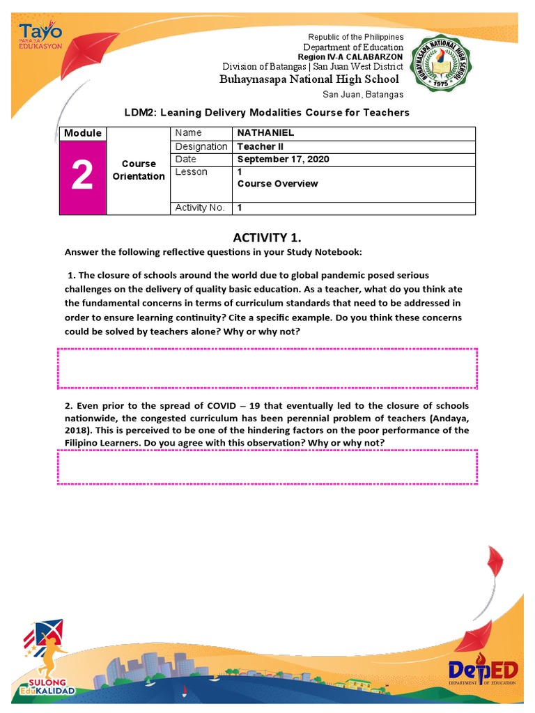 Module 2 Activity Sheets | Download Free PDF | Curriculum | Learning