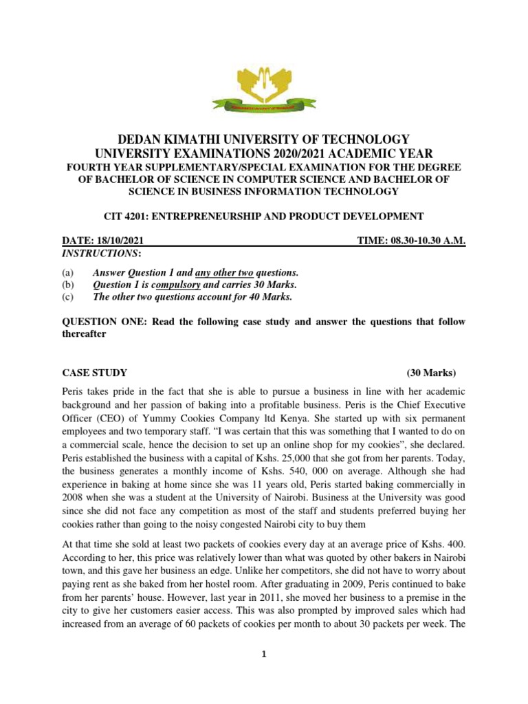 Cit 4201 Entrepeneurship and Product Development Print | PDF ...