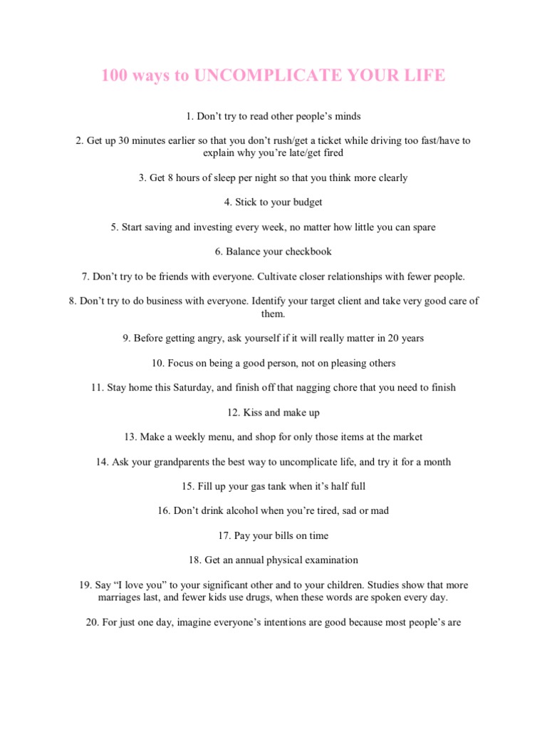 100 Ways To Uncomplicate Your Life | PDF