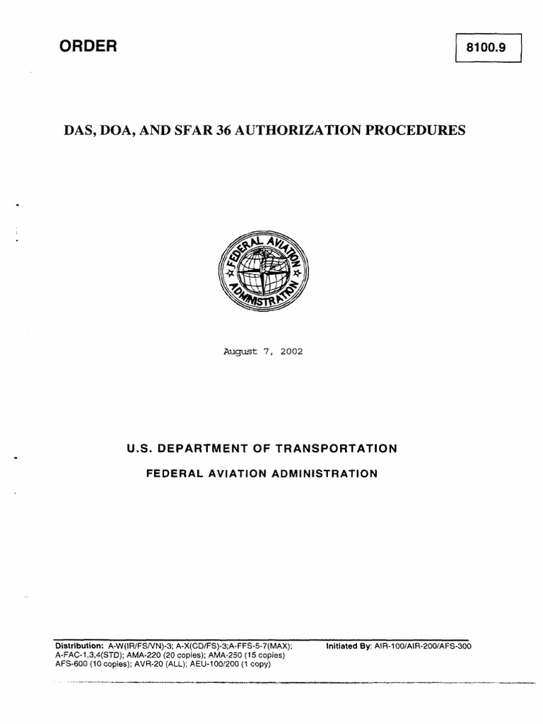 FAA Order 8100.9 | PDF | Federal Aviation Administration | Aviation