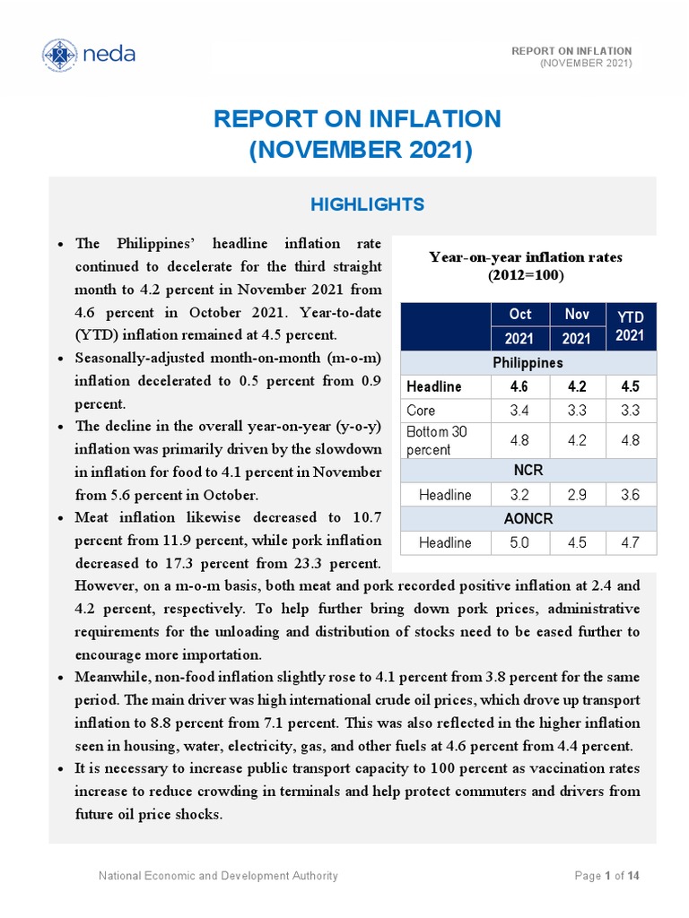 Report On Inflation November - 2021 | PDF | Inflation | Climate Resilience