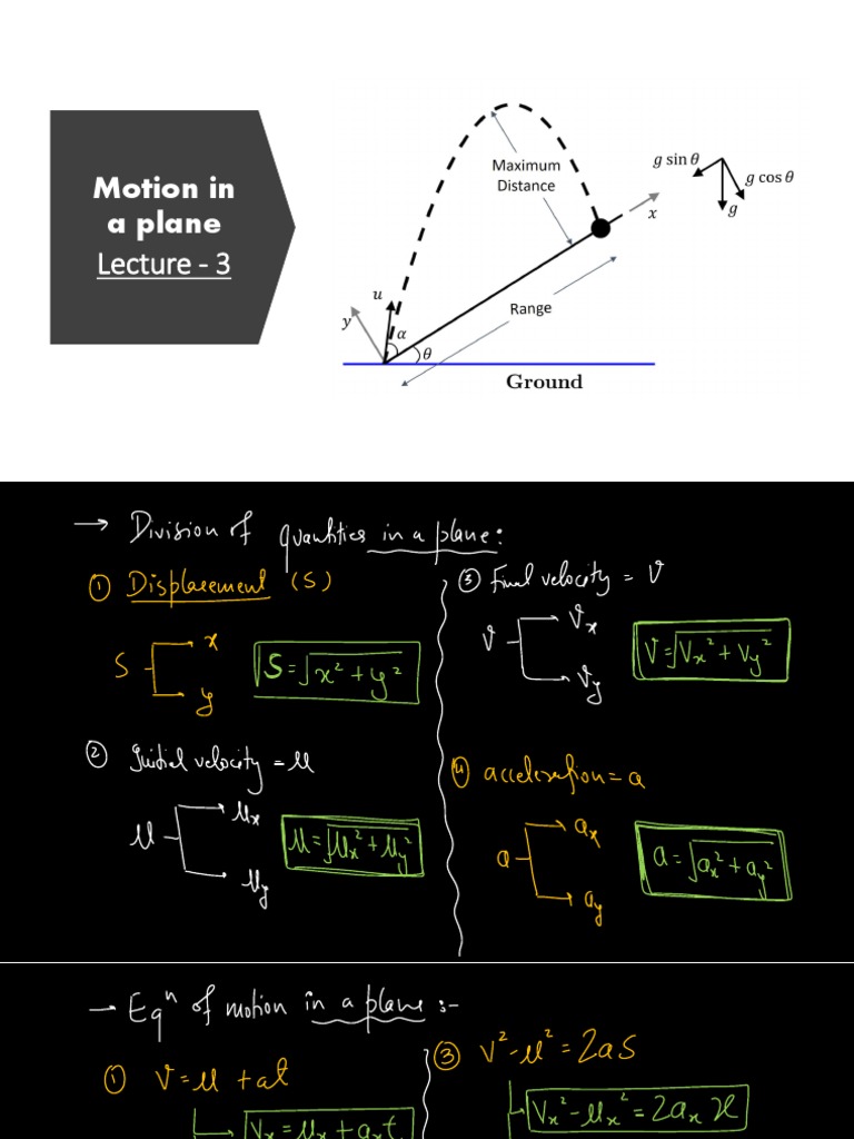 Motion in A Plane L3 Physics Class 11 Cbse by Ashu Sir | PDF