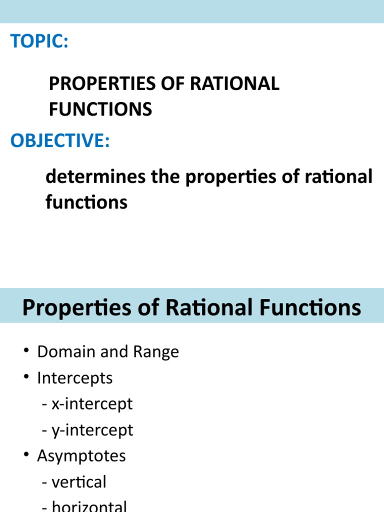 7 Properties of Rational Functions | PDF | Asymptote | Elementary ...